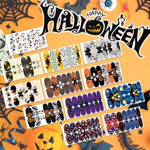 TailaiMei 12 Sheets Halloween Nail Wraps Stickers Nail Polish Strips Self-Adhesive Full Wraps with 2 pcs Nail Files for DIY Nail Art Decals (Specter Style)