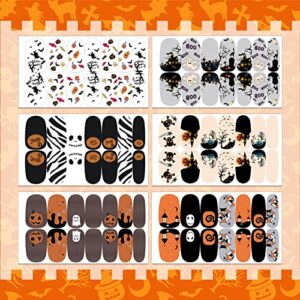 TailaiMei 12 Sheets Halloween Nail Wraps Stickers Nail Polish Strips Self-Adhesive Full Wraps with 2 pcs Nail Files for DIY Nail Art Decals (Specter Style)