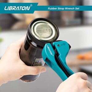 LIBRATON Strap Wrench Set,Universal Rubber Strap Wrench, 2-piece Oil Filter Strap Wrench Set, Multifunctional Adjustable Wrench Tools Oil Filter, Shower Heads, Jar Opener