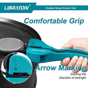 LIBRATON Strap Wrench Set,Universal Rubber Strap Wrench, 2-piece Oil Filter Strap Wrench Set, Multifunctional Adjustable Wrench Tools Oil Filter, Shower Heads, Jar Opener