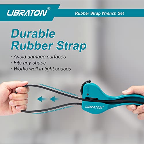 LIBRATON Strap Wrench Set,Universal Rubber Strap Wrench, 2-piece Oil Filter Strap Wrench Set, Multifunctional Adjustable Wrench Tools Oil Filter, Shower Heads, Jar Opener