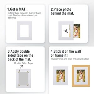 Falling in Art 50 Pack White Acid Free Pre Cut Mats - 11x14 Picture Frame Mats for 8x10 Photos with White Core Bevel Cut Matting for Prints, Artwork, and DIY Projects