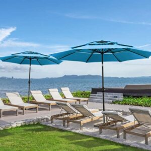 Yaheetech 3-Tier Patio Parasol - 10ft Vented Outdoor Table Umbrella w/Double-layer Cloth & Large Shade & Push-button Tilting for Yard/Garden/Park/Garden- Sky Blue