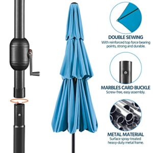 Yaheetech 3-Tier Patio Parasol - 10ft Vented Outdoor Table Umbrella w/Double-layer Cloth & Large Shade & Push-button Tilting for Yard/Garden/Park/Garden- Sky Blue