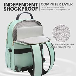 LOVEVOOK Laptop Backpack for Women 17.3 inch,Cute Womens Travel Backpack Purse,Professional Laptop Computer Bag,Waterproof Work Business College Teacher Bags Carry on Backpack with USB Port,Mint Green