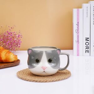 ToCooTo Cat Mug 14 oz Cute Ceramic Coffee Mug 3D Porcelain Tea Mug for Women Kawaii Cup Cat Gifts for Cat Lovers Christmas Gifts Housewarming Holiday Birthday Gifts for Women Mom Kids Men and Friend