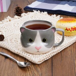 ToCooTo Cat Mug 14 oz Cute Ceramic Coffee Mug 3D Porcelain Tea Mug for Women Kawaii Cup Cat Gifts for Cat Lovers Christmas Gifts Housewarming Holiday Birthday Gifts for Women Mom Kids Men and Friend