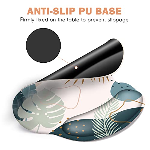 DINKY Ergonomic Mouse Pads, Cute Mouse Pad with Wrist Rest Support Gel, Non-Slip PU Base Mouse Mat with Memory Foam for Home, Office and Gaming, Easy Typing & Pain Relief (Abstract Style Plants)