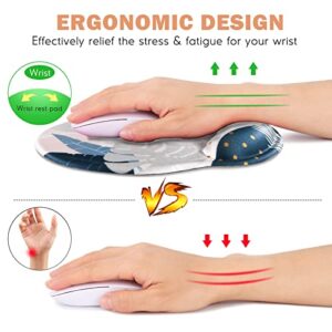 DINKY Ergonomic Mouse Pads, Cute Mouse Pad with Wrist Rest Support Gel, Non-Slip PU Base Mouse Mat with Memory Foam for Home, Office and Gaming, Easy Typing & Pain Relief (Abstract Style Plants)