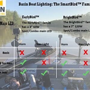 Basin Boat Lighting - EarlyBird™ CUSTOM BASIC 2-PIN 60W/6,000 Lumens SmartBird Safety Lighting System, USB Port, Key Fob remote and NEW Bluetooth for iOS/Android app (not included)