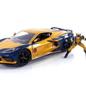 Jada Toys Marvel Wolverine X-Men 1:24 2020 Chevy Corvette Die-Cast Car with 2.75" Wolverine Figure