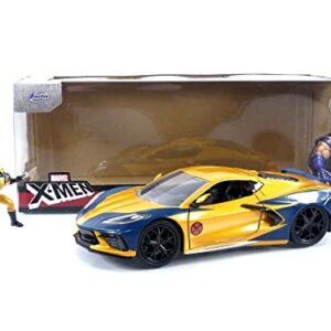 Jada Toys Marvel Wolverine X-Men 1:24 2020 Chevy Corvette Die-Cast Car with 2.75" Wolverine Figure