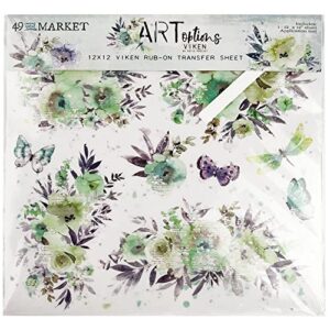 49 and market art viken rub-on 12x12 1/pk, white