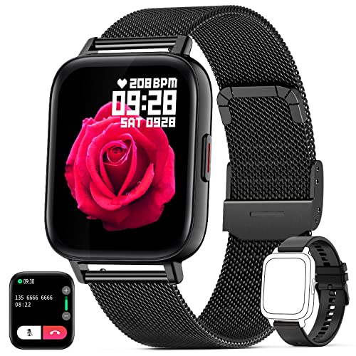 Smart Watches for Women Men(Call Receive/Dial),Fitness Tracker Waterproof Smartwatch for Android iOS Phone with Text and Call Bluetooth Sport Watch Heart Rate Blood Pressure Sleep Monitor Pedometer