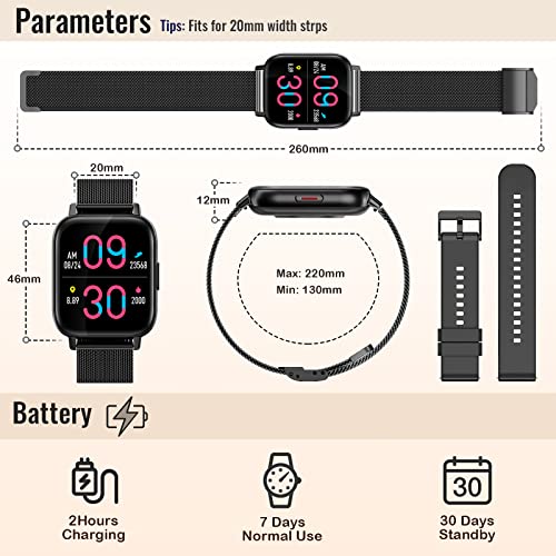 Smart Watches for Women Men(Call Receive/Dial),Fitness Tracker Waterproof Smartwatch for Android iOS Phone with Text and Call Bluetooth Sport Watch Heart Rate Blood Pressure Sleep Monitor Pedometer