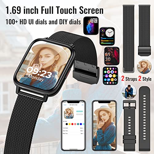 Smart Watches for Women Men(Call Receive/Dial),Fitness Tracker Waterproof Smartwatch for Android iOS Phone with Text and Call Bluetooth Sport Watch Heart Rate Blood Pressure Sleep Monitor Pedometer