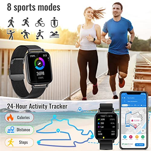 Smart Watches for Women Men(Call Receive/Dial),Fitness Tracker Waterproof Smartwatch for Android iOS Phone with Text and Call Bluetooth Sport Watch Heart Rate Blood Pressure Sleep Monitor Pedometer