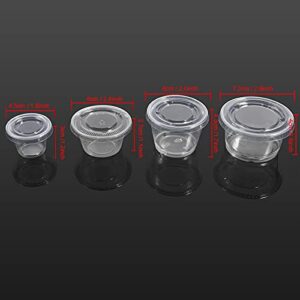 Pilipane 50 Sets Clear Disposable Plastic Portion Cups with Leakproof Lids,Leakproof Jello Shot Cup Mini Containers for Salad Dressing Sauce Condiment Snack Souffle and Salsa, Disposable(2oz)