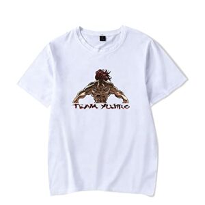 wjhywdh new anime t-shirt hanma baki merch casual short sleeved t shirt unisex tee (white,small)