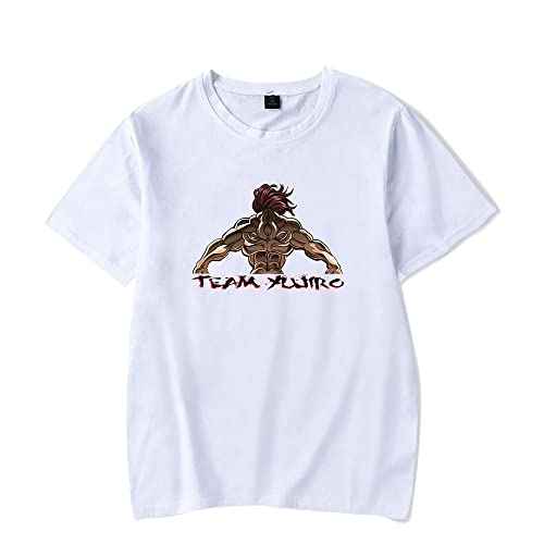 WJHYWDH New Anime T-Shirt Hanma Baki Merch Casual Short Sleeved T Shirt Unisex Tee (White,Small)