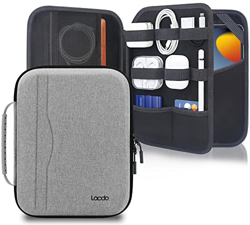 Lacdo Hard Tablet Sleeve Portfolio Case for 10.9 inch New iPad / 11 inch iPad Pro | 10.2 inch iPad / 10.9" iPad Air 5 4/10.5" iPad Pro Air, Galaxy Tab A8 10.5" Protective Carrying Storage Bag, Gray