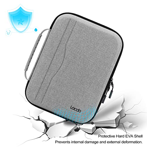 Lacdo Hard Tablet Sleeve Portfolio Case for 10.9 inch New iPad / 11 inch iPad Pro | 10.2 inch iPad / 10.9" iPad Air 5 4/10.5" iPad Pro Air, Galaxy Tab A8 10.5" Protective Carrying Storage Bag, Gray