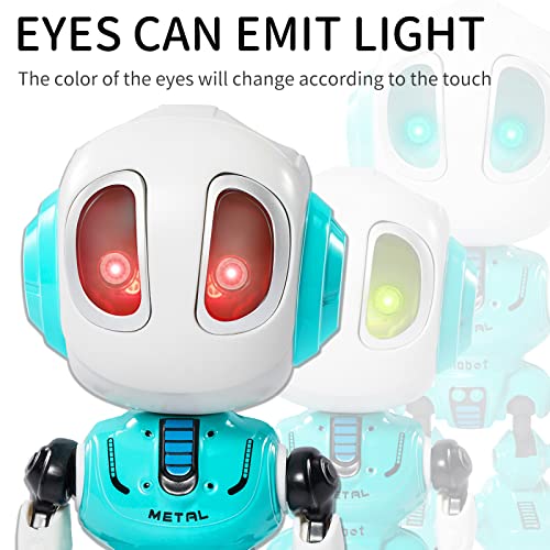 Two Rechargeable Talking Robots for Kids - Repeating Talking Robot Toys Interactive Educational with Sound & Touch Sensitive Led Eyes, Flexible Metal Body, for 3 4 5 Year Old Boys Girls Birthday Gift