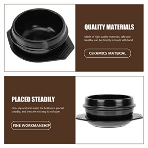 Vaguelly Korean Dolsot Stone Bowl, Korean Bibimbap Bowl Soup Bowl Korean Cooking Pot with Tray, Traditional Korean Cookware for Gas Stovetop, Dishwasher Safe, 500mL