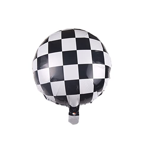 LYST 6PCS Checkerboard Balloon Aluminum Foil Balloon 18INCH Black White Checkered Balloon for Racing Themed Party