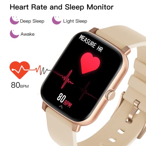 Bctemno Smart Watch(Answer/Make Call), USB Charging Waterproof smartwatches Fitness Watch with Heart Rate Sleep Monitor Blood Oxygen for Android Phones and iOS Phones Women Men