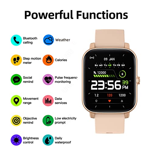 Bctemno Smart Watch(Answer/Make Call), USB Charging Waterproof smartwatches Fitness Watch with Heart Rate Sleep Monitor Blood Oxygen for Android Phones and iOS Phones Women Men