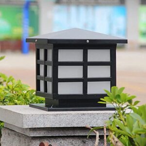 CZLZY Vintage Style E27 Pillar Lamp Aluminum Square Column Light Outdoor Post Light Fixtures Waterproof IP54 Acrylic Lamp Shade Villa Courtyard Fence Wall Base Landscape Light