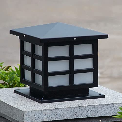 CZLZY Vintage Style E27 Pillar Lamp Aluminum Square Column Light Outdoor Post Light Fixtures Waterproof IP54 Acrylic Lamp Shade Villa Courtyard Fence Wall Base Landscape Light