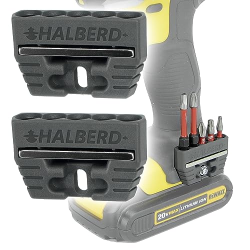 Halberd Universal Fit Magnetic Bit Holder, Securely Mounts to Belt Clip Screw, Fits Both Left and Right Side of Driver, for Milwaukee, DeWalt, Ridgid, Makita, Bosch, Ryobi, More (2 Pack, Premium)