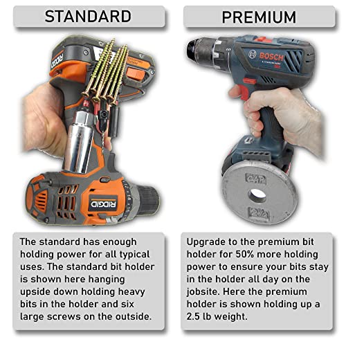 Halberd Universal Fit Magnetic Bit Holder, Securely Mounts to Belt Clip Screw, Fits Both Left and Right Side of Driver, for Milwaukee, DeWalt, Ridgid, Makita, Bosch, Ryobi, More (2 Pack, Premium)