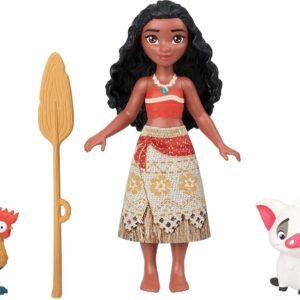 Mattel Disney Princess Moana Small Doll & Boat Playset with Floating Boat Vehicle & 2 Character Friends, from Disney Movie