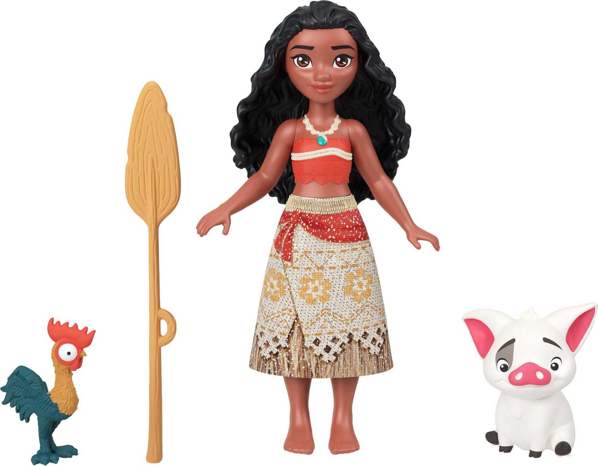 Mattel Disney Princess Moana Small Doll & Boat Playset with Floating Boat Vehicle & 2 Character Friends, from Disney Movie