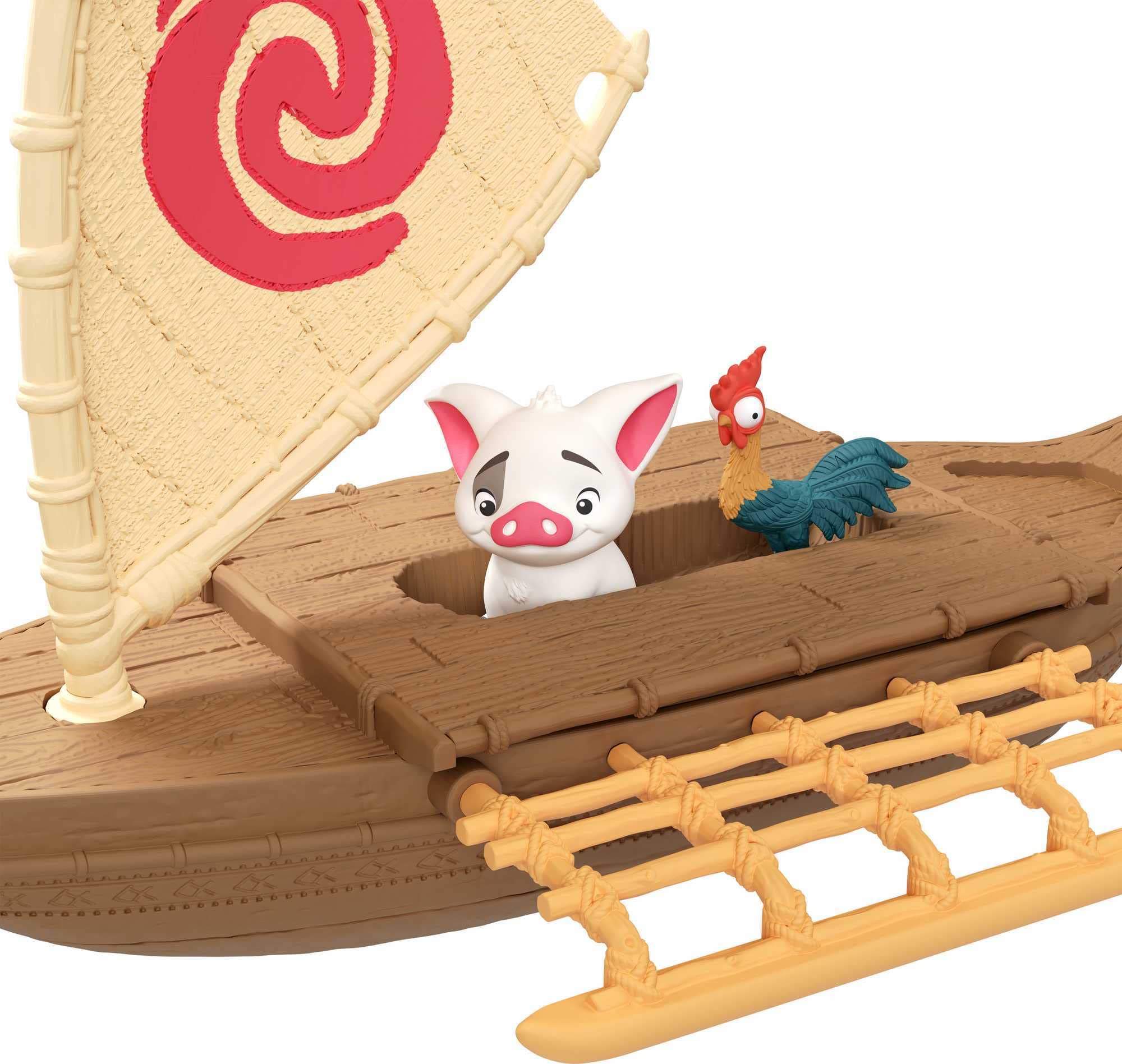 Mattel Disney Princess Moana Small Doll & Boat Playset with Floating Boat Vehicle & 2 Character Friends, from Disney Movie