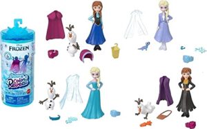 disney frozen by mattel disney frozen snow color reveal small doll & accessories, 6 surprises include character figure inspired by disney movies