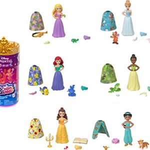 Mattel Disney Princess Small Doll Royal Color Reveal with 6 Surprises Including 1 Character Figure and 4 Accessories (Dolls May Vary)