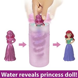 Mattel Disney Princess Small Doll Royal Color Reveal with 6 Surprises Including 1 Character Figure and 4 Accessories (Dolls May Vary)