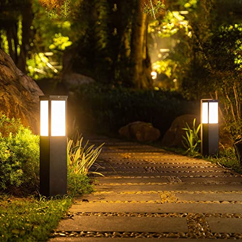 CZLZY Solar LED Pillar Lamp Outdoor Waterproof Post Light Simple Modern Iron Rectangle Column Light Villa Garden Lighting Fixture Garden Lawn Light Road Light Pedestal Light