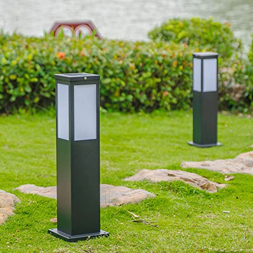 CZLZY Solar LED Pillar Lamp Outdoor Waterproof Post Light Simple Modern Iron Rectangle Column Light Villa Garden Lighting Fixture Garden Lawn Light Road Light Pedestal Light