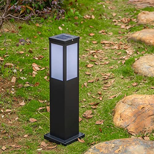 CZLZY Solar LED Pillar Lamp Outdoor Waterproof Post Light Simple Modern Iron Rectangle Column Light Villa Garden Lighting Fixture Garden Lawn Light Road Light Pedestal Light