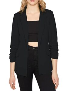 extro&vert women blazer 3/4 sleeve open front lightweight casual work office blazer jacket black