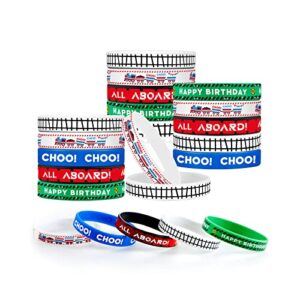 40 pcs train rubber bracelets train party favors railroad traffic rubber wristbands train birthday party supplies railway silicone bracelets train birthday party decor for kids girls boys birthday