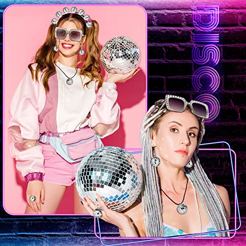 5 Pcs 1970s Disco Accessories Women Costume Disco Set Disco Ball Earrings Headband Ring and Sunglasses and Other Accessories (Stylish Style)