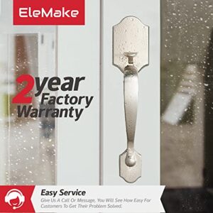 Elemake Front Door Handle - Front Door Lock Exterior/Interior Front Entry Handleset with Door Knob, Heavy Duty Keyless Entry Door Handle, Brushed Nickel Plating