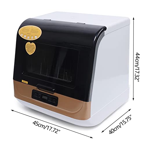 Portable Countertop Dishwashers Automatic Dish Washer with 4 Washing Programs, Air-cooled/Residual Temperature Drying, Portable Mini Dishwasher Countertop for Small Apartments, Dorms and RVs (Gold)