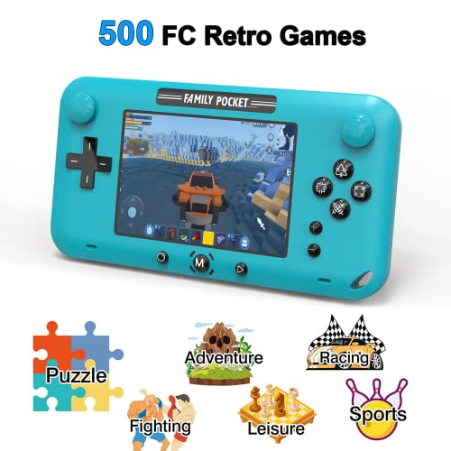 Handheld Games Console with 500 Games, 4 Inch Screen Retro Video Games Player Support AV Output, Rechargeable Electronic Games Gift for Kids Adults